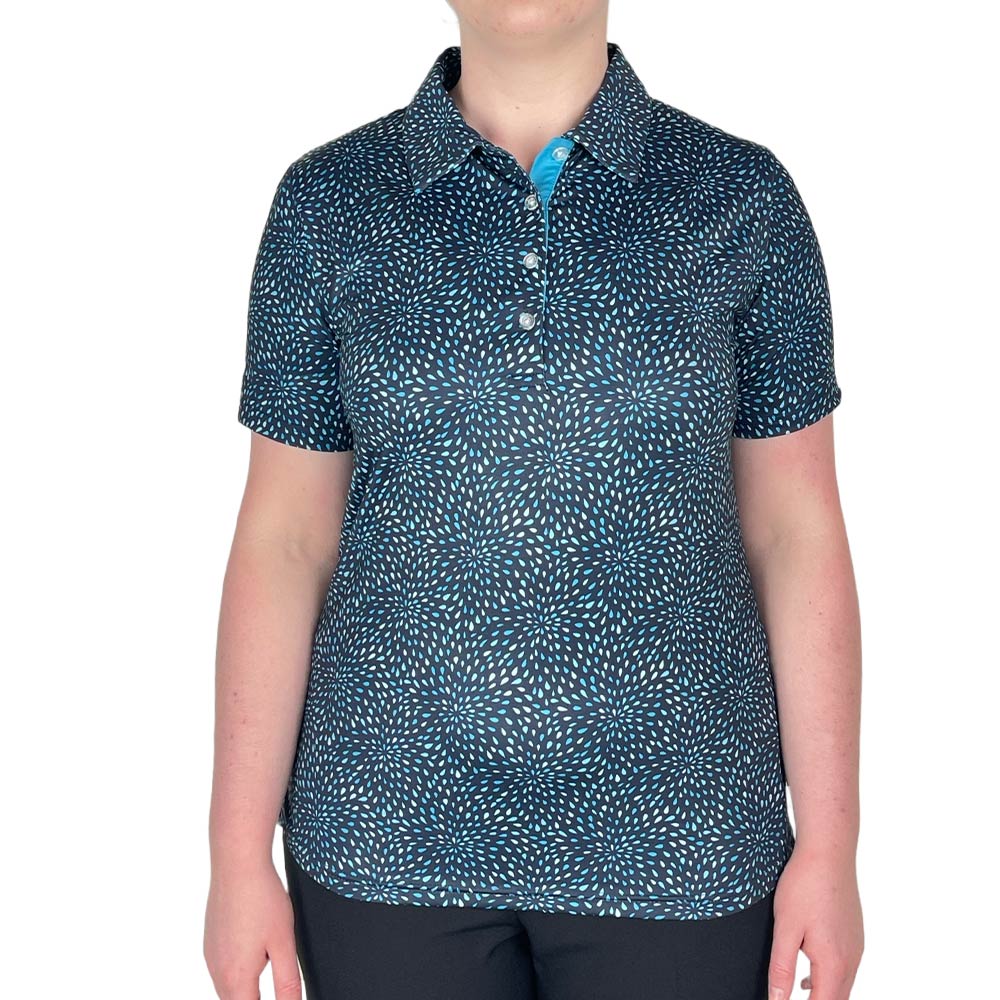 Sporte Leisure Womens Burst Print Short Sleeve Polo BA Logo - Navy ...